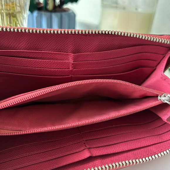 Coach | Bags | Coach Hot Pink Leather Accordion Zip Around Wallet ...